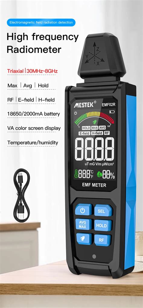 Mestek Emf02r Digital Electromagnetic Radiation Meter Electronic ...