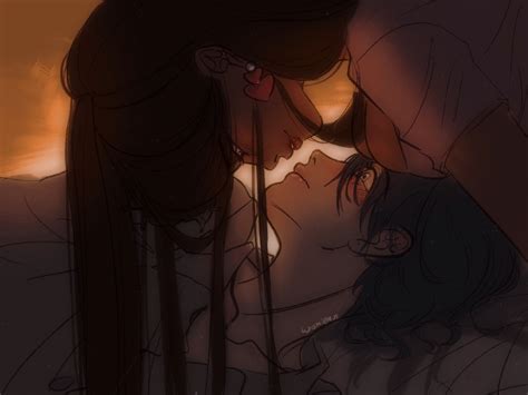 Rule 34 About To Kiss Artist Signature Black Hair Blushing Boob