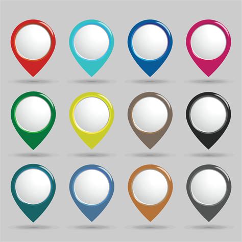Location Icon With Colorful Set Map Pin Pointer Vector Illustration