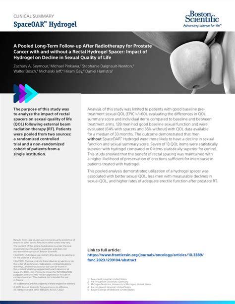 Clinical Evidence Of Spaceoar™ And Spaceoar Vue™ Hydrogel Boston Scientific