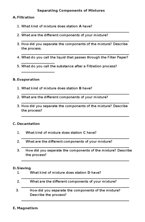 Separating Components Of Mixtures Filtration What Kind Of Mixture Does Station A Have What