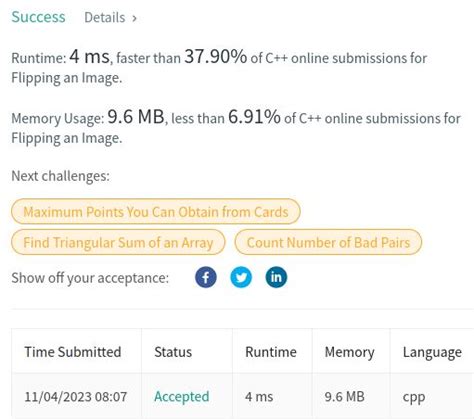 Alejandro Chávez Padilla On Linkedin Leetcode Problem 832 Flipping An Image 🙂 🙃 5th Submission