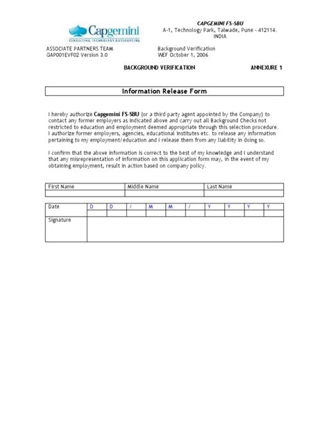 Background Verification Form Pdf