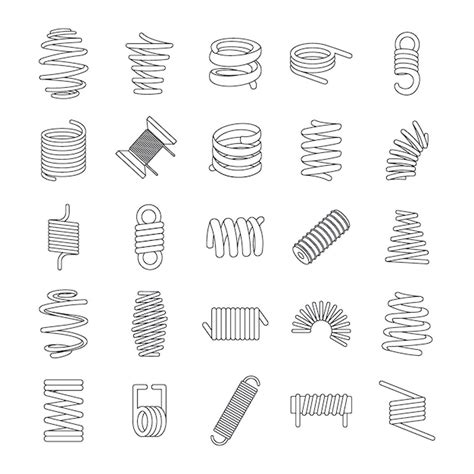 Premium Vector Coil Spring Cable Icons Set