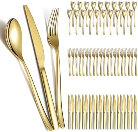 Berglander Gold Wedding Cutlery Set 60 Pieces Service For 20 Titanium
