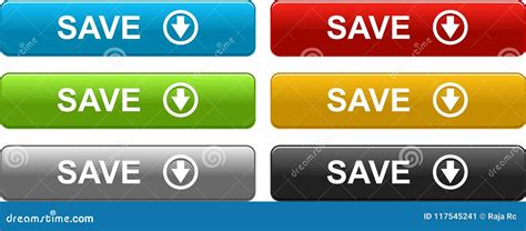 Save Web Buttons Colorful On White Stock Vector Illustration Of