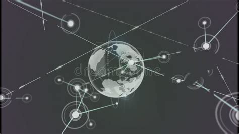 Animation Of Connected Dots And Globe Rotating Over Black Background Stock Footage Video Of