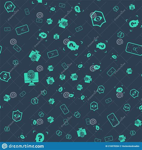 Set Face Recognition Shield Eye Scan Monitor With Fingerprint And Mobile And Face On Seamless