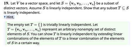 Solved Let V Be A Vector Space And Let S V V Vn Chegg Com