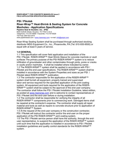 Specification For Riser Wrap® System
