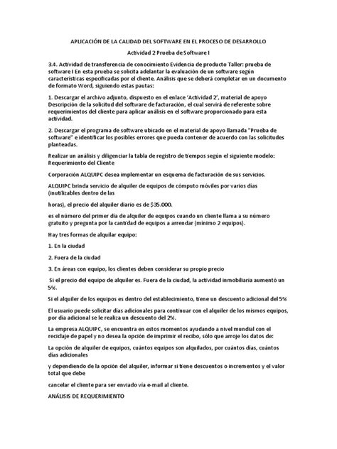 Prueba De Sofware Pdf Software Programa De Computadora