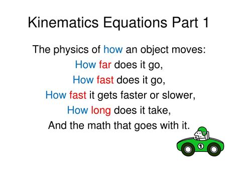 PPT Kinematics Equations Part 1 PowerPoint Presentation Free Download ID 1939870