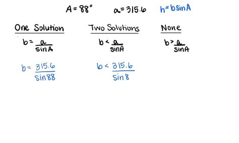 solved find values for b such that the triangle has a one solution