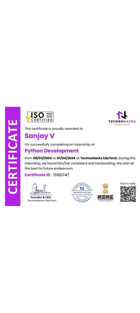 Internship Technohacksedutech Sandipgavit Sanjay V