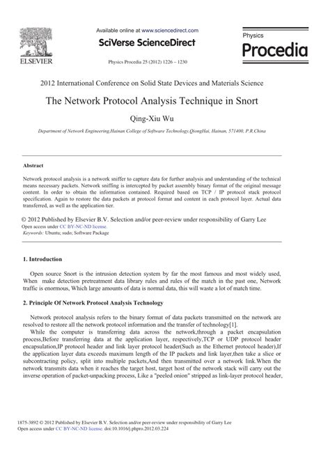 Pdf The Network Protocol Analysis Technique In Snort