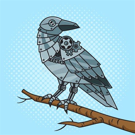 Iron Crow Robot Pinup Pop Art Vector Illustration Stock Vector Illustration Of Iron Bird