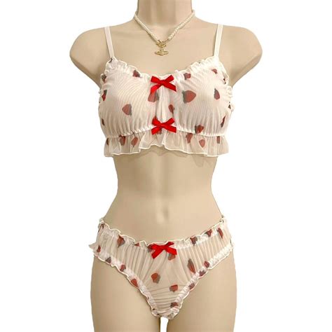 Bra And Panty Set With Ruffle Details And A Cute Depop