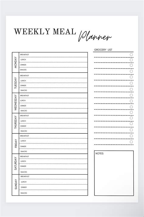 Meal Planner With Grocery List Template Free Printable Weekly Meal