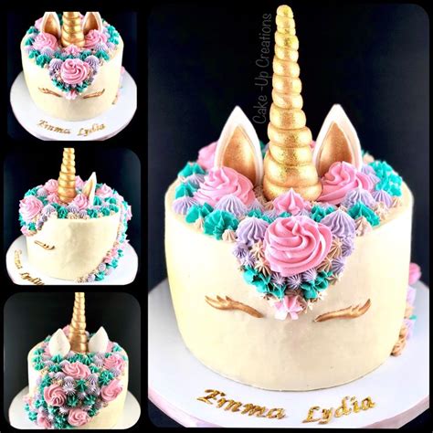 8” Gold Unicorn Cake With Vanilla Layers And Buttercream