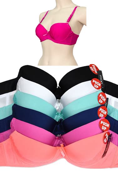 Wholesale Lot 6 Multi Colors Push UP Bras Hushh