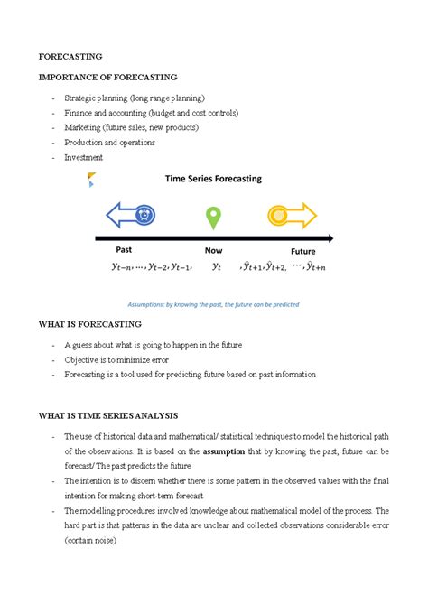 Forecasting Notes C1 Summary Forecasting Importance Of Forecasting