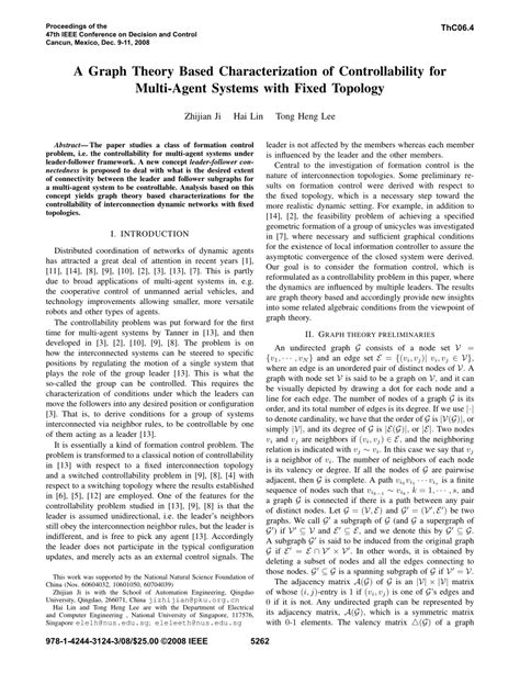 Pdf A Graph Theory Based Characterization Of Controllability For Multi Agent Systems With