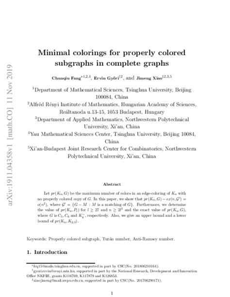 Pdf Minimal Colorings For Properly Colored Subgraphs In Complete Graphs