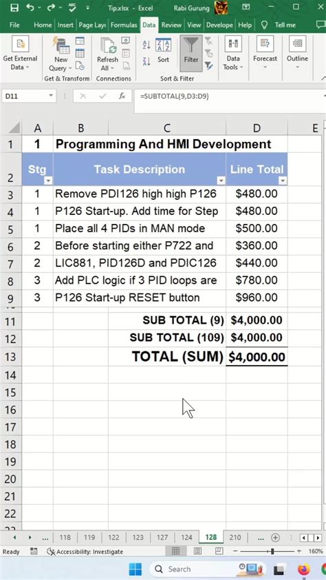 Excel Subtotal 9 Vs 109 Excel Tips And Tricks Rexcel247