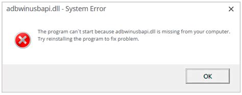 Free Fix For Adbwinusbapidll Error Messages Cyberlab Dll Encyclopedia