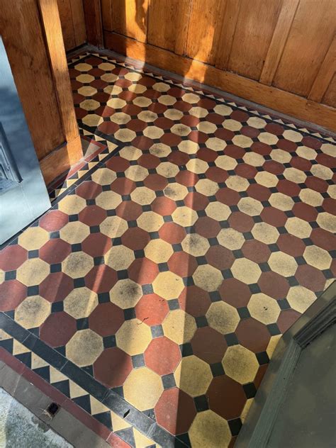 Octagonal Tiled Victorian Hallway Floor Renovated In Milngavie Glasgow Cleaning And