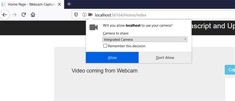 Capture Image From Webcam Video Using Html5 Using Javascript And Upload To Server Using C