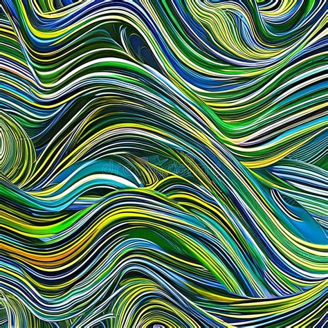 A Digital Abstract Pattern Of Swirling Shapes In Shades Of Green And Blue5 Generative Ai Stock