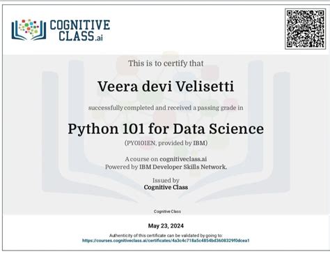 Completed Python For Data Science Course By Ibm Veera Devi Velisetti