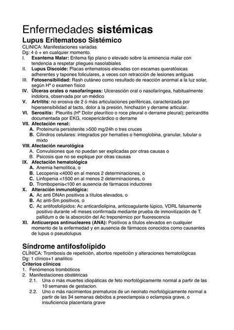 Listado De Enfermedades Sistémicas