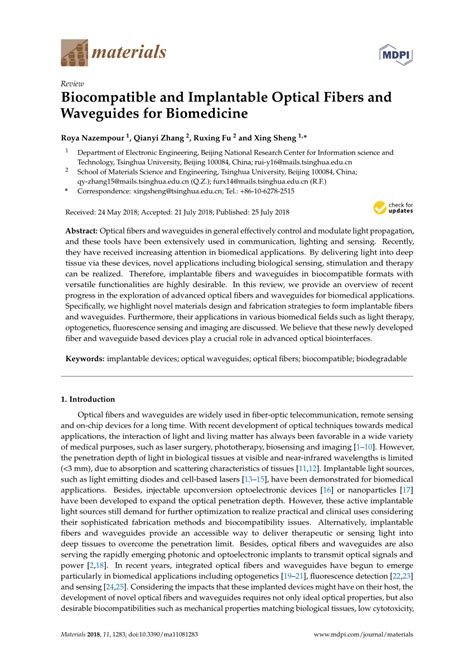 Pdf Biocompatible And Implantable Optical Fibers And Waveguides For Biomedicine