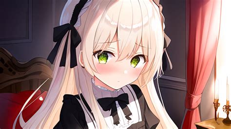 Обои девушка румянец аниме горничная комната картинки на рабочий стол фото скачать бесплатно