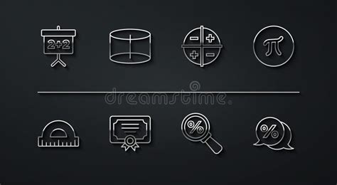 Set Line Chalkboard Protractor Pi Symbol Magnifying Glass With Percent Certificate Template