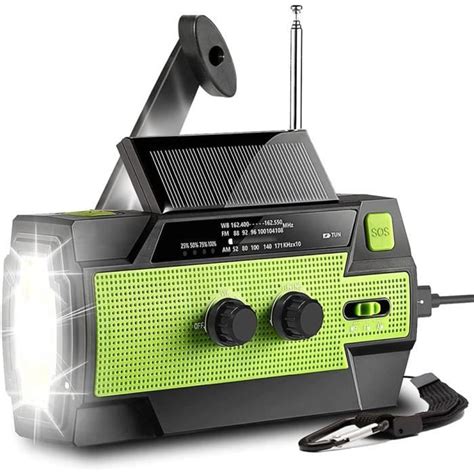 Radio Solaire À Manivelle 4000mah Radio Portable Avec Lampe Alarme Sos