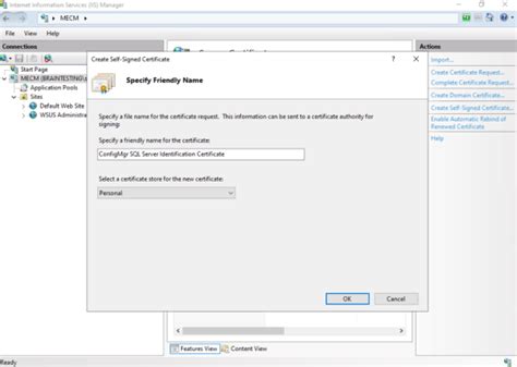 re create configmgr sql server indentification certificate