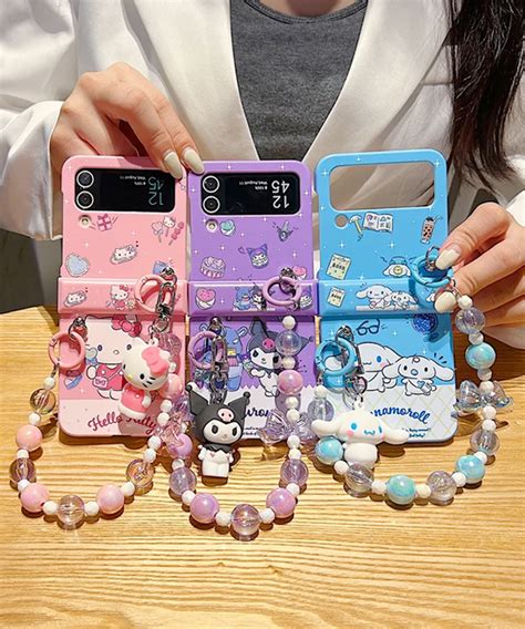 캐릭터 키링 비즈 스트랩 힌지보호 커버 패치 하드 갤럭시 Z플립5 Z플립4 Z플립3 제트플립5 제트플립4 제트플립3 지플립5 지플립4 지플립3 귀여운 슬림 패턴 케이스 에이블리
