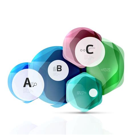 인포그래픽 옵션과 함께 반이는 육각형 프리미엄 벡터