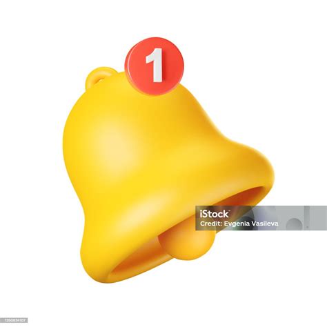 흰색 배경에 격리된 3d 알림 벨 아이콘입니다 소셜 미디어 알림에 대한 새로운 알림과 함께 노란색 울리는 벨을 렌더링 3d 사실적인 벡터 아이콘 알림 아이콘에 대한 스톡