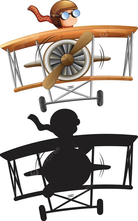 A Pilot Riding Classic Plane Aviator Pilot Vintage Vector Aviator