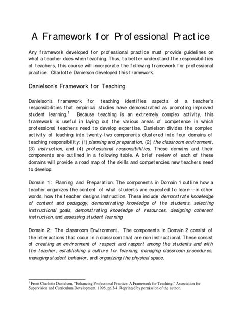 Charlotte Danielsons Framework For Professional Practice Web Pdf Pdf