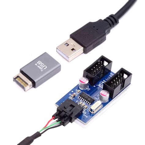 Xiwai Usb 3 1 Front Panel Header Male Type E To Usb 2 0 Type A Male 1 To 2 Female Motherboard