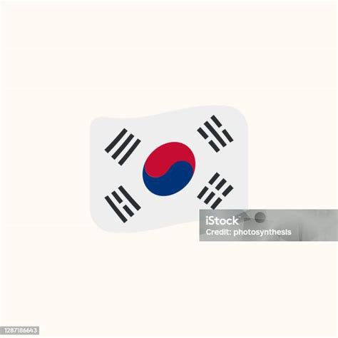 대한민국 벡터의 국기 고립 된 한국 물결 깃발 플랫 벡터 기에 대한 스톡 벡터 아트 및 기타 이미지 기 스티커 이모티콘