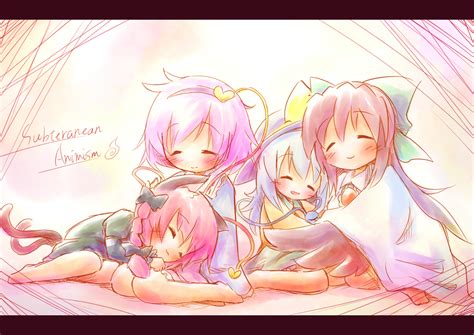 Animalears Barefoot Bluehair Blush Bow Catgirl Group Hat Kaenbyourin