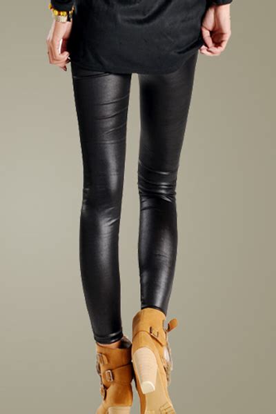New Style Solid Mid Black Bud Silk Leggingsleggingsbottoms