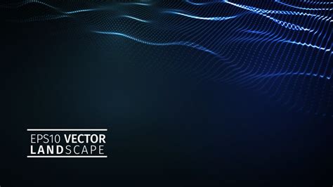 3d Glowing Abstract Digital Wave Particles Vector Image