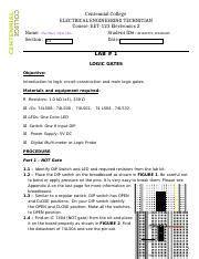 EET LAB Logic Gates F Rev Docx Centennial College ELECTRICAL ENGINEERING